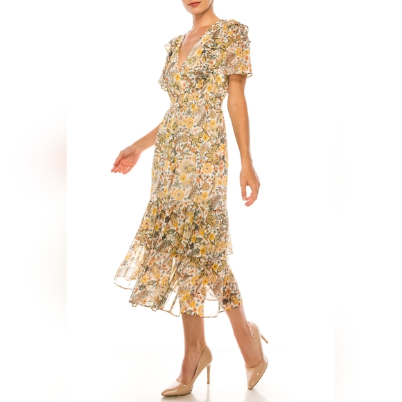 Donna Morgan | Dresses | Donna Morgan Orange Multi Floral Print Short ...